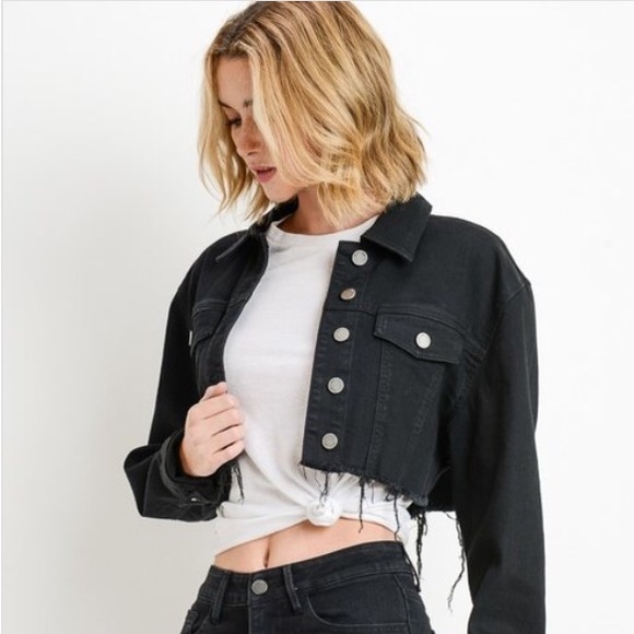 Jackets & Coats | Black Cropped Denim Jacket | Poshmark